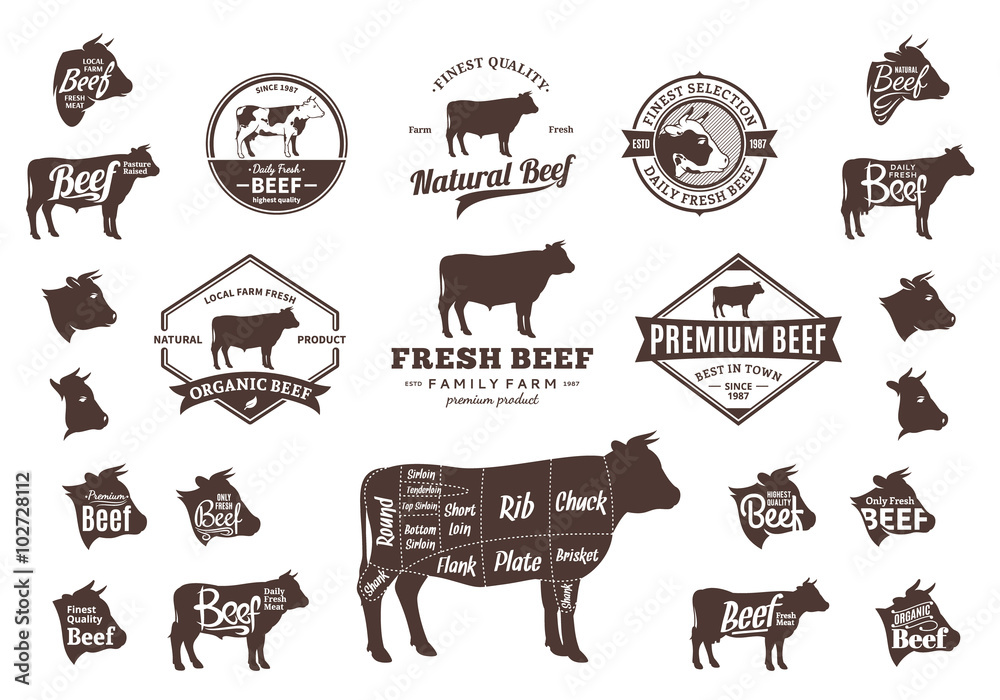 Vector Beef Logo Icons Charts And Design Elements Stock Vector vector-beef-logo-icons-charts-and-design-elements-stock-vector