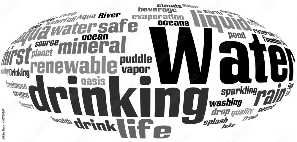 Water related words word cloud, water typography background Stock ...