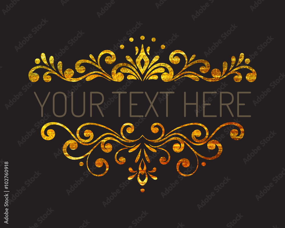 Hand drawn gold textured decorative border. Stock Vector | Adobe Stock