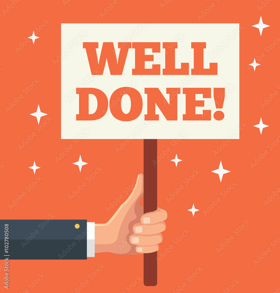 Well Done. Vector cartoon flat banner Stock Vector | Adobe Stock