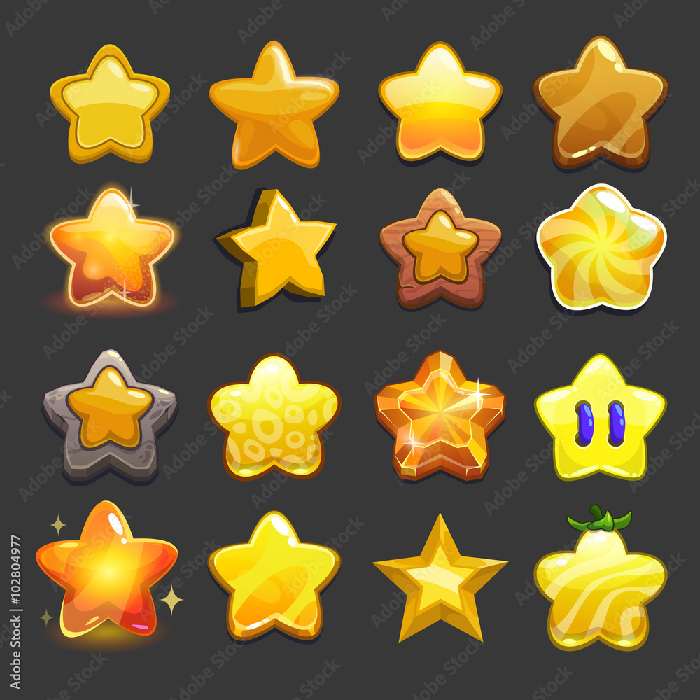 Cartoon vector star icons set Stock Vector | Adobe Stock
