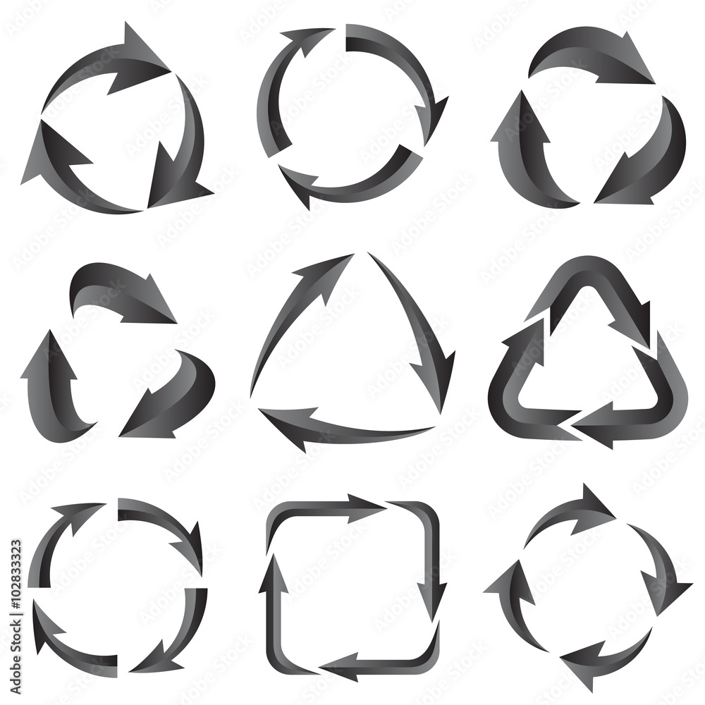 9 of gray arrows arrow pictogram refresh reload rotation loop sign set. Stock Vector | Adobe Stock