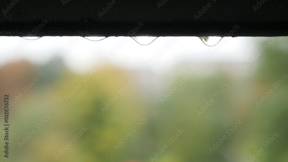 Rainy day natural backgrounds with raindrops falling from roof 4K 2160p ...