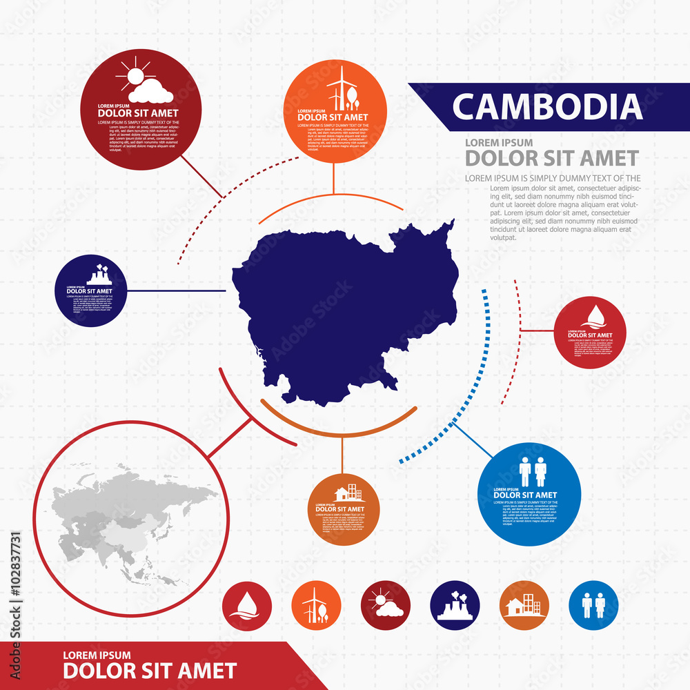 cambodia map infographic Stock Vector | Adobe Stock
