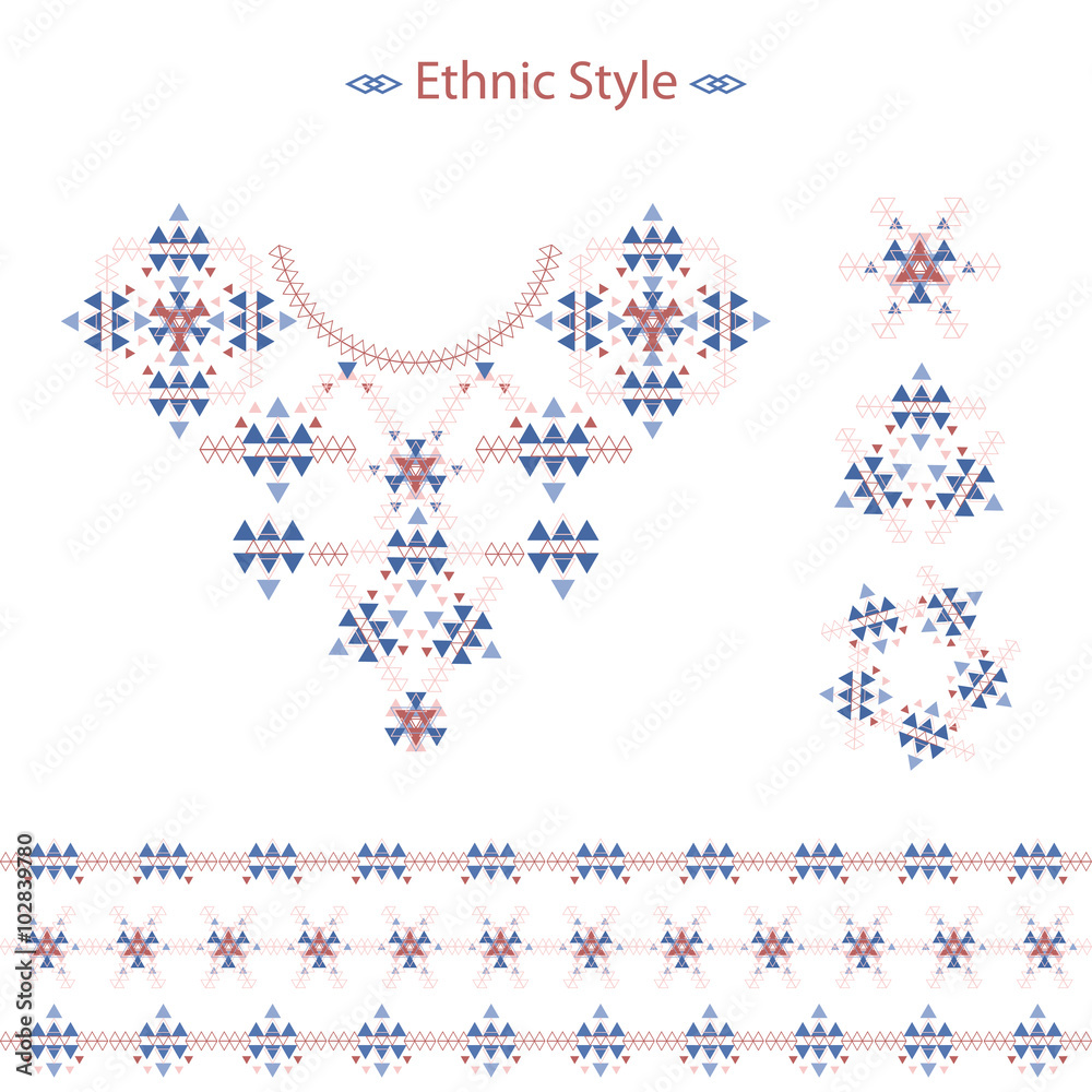 Ethnic Colorful pattern set isolated on white in vector format ...