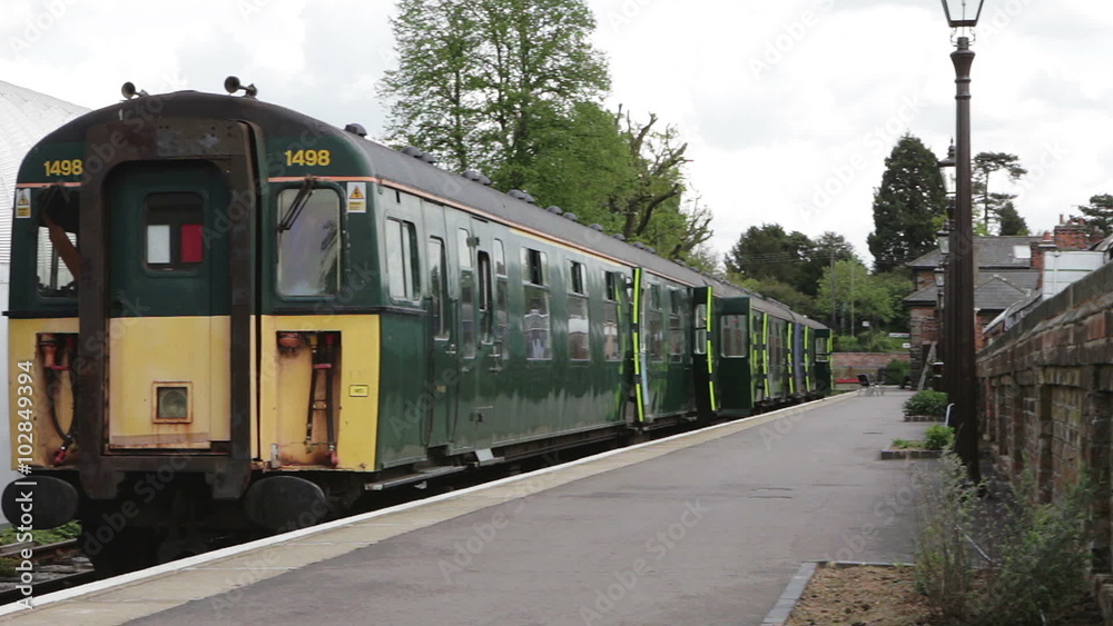 British Railway: track shot to reveal traditional British railway ...