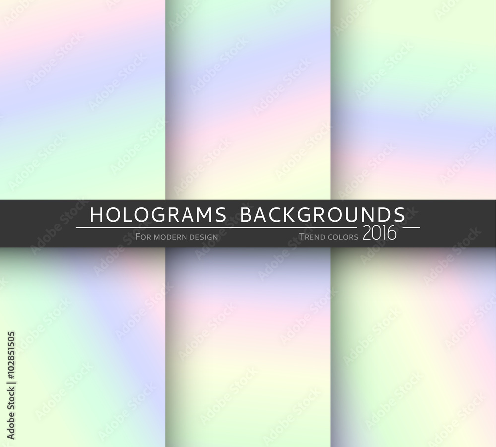 Set of 6 realistic holographic backgrounds in different colors for ...