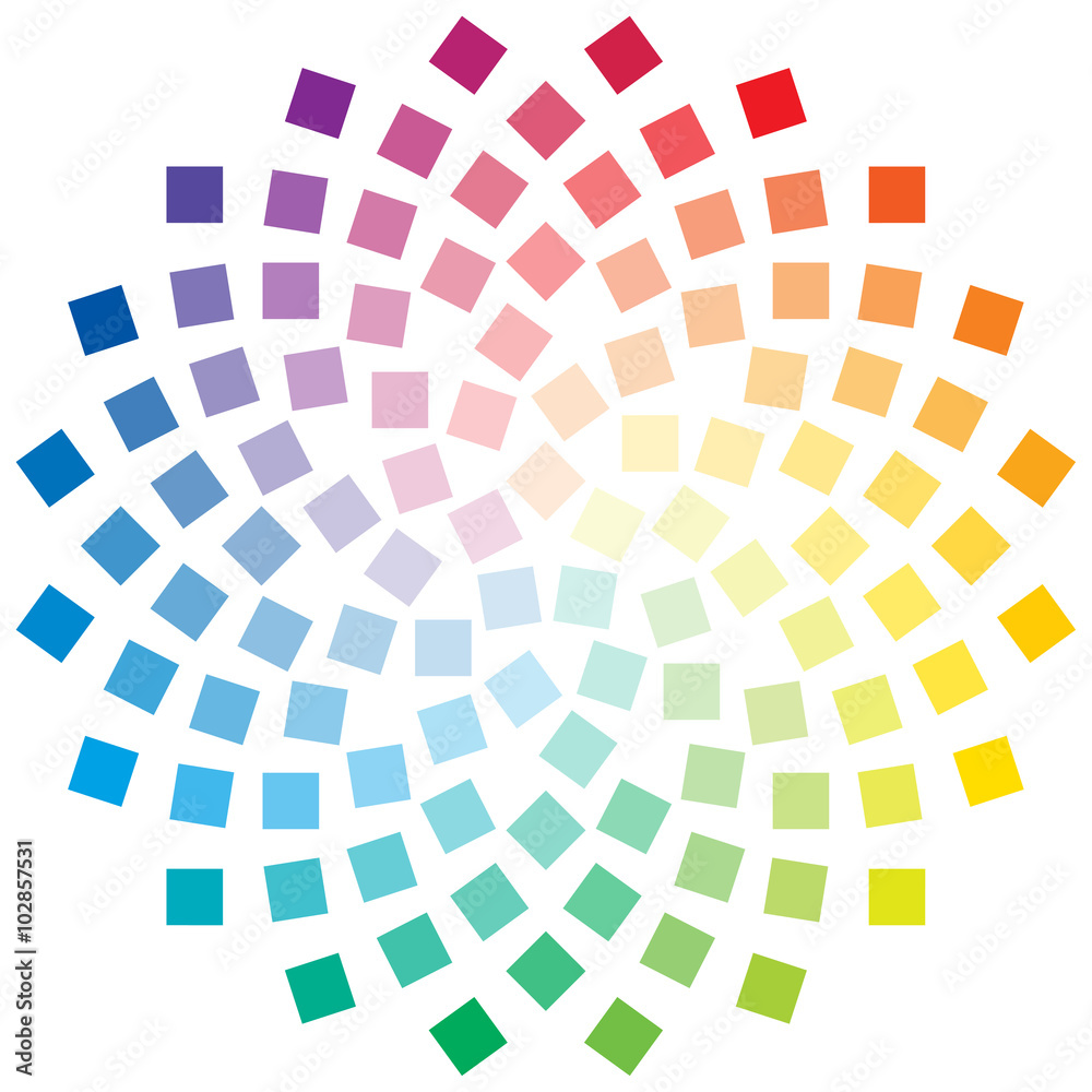 Color wheel composed of square elements on white background Stock ...