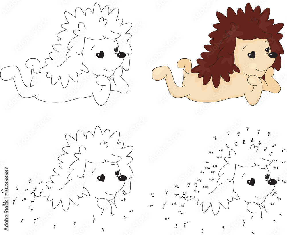 Cartoon hedgehog in love. Dot to dot game for kids. Coloring boo Stock ...