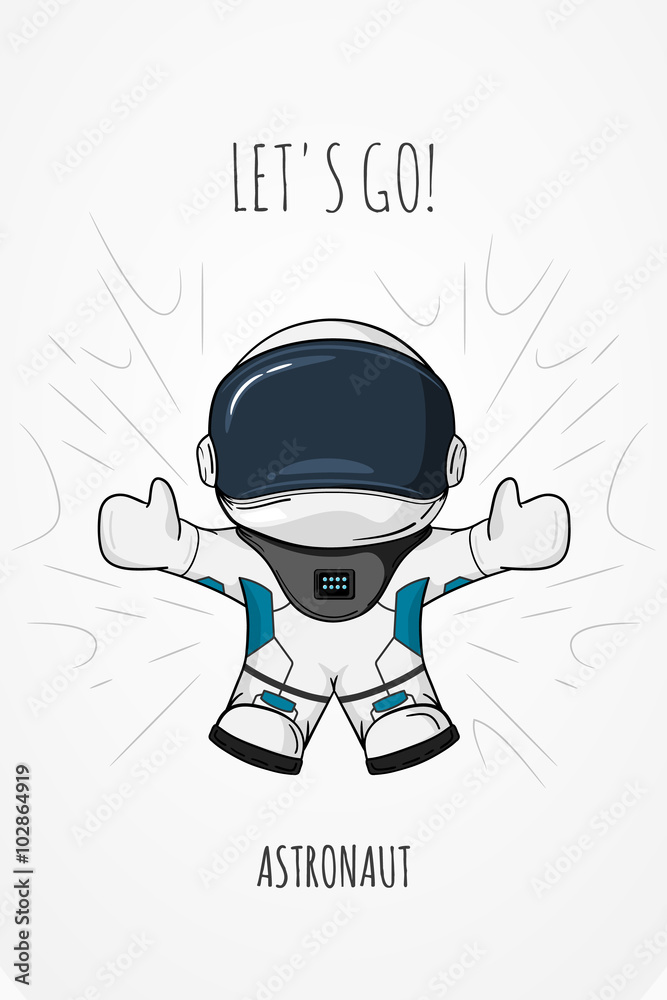 Hand drawn cartoon vector illustration astronaut in spacesuit who drop ...