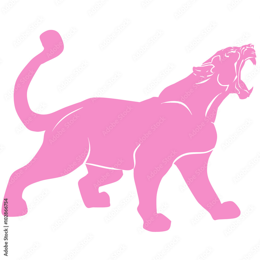 Snarling pink panther with huge tusks Stock Illustration | Adobe Stock