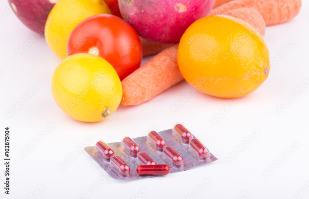 medicine pills,fruits and vegetables Stock Photo | Adobe Stock