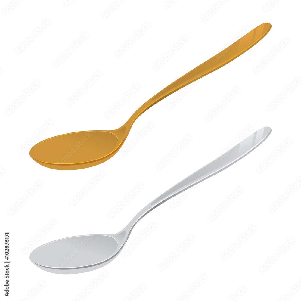 Silver And Golden Spoon Vector Illustration Stock Vector | Adobe Stock