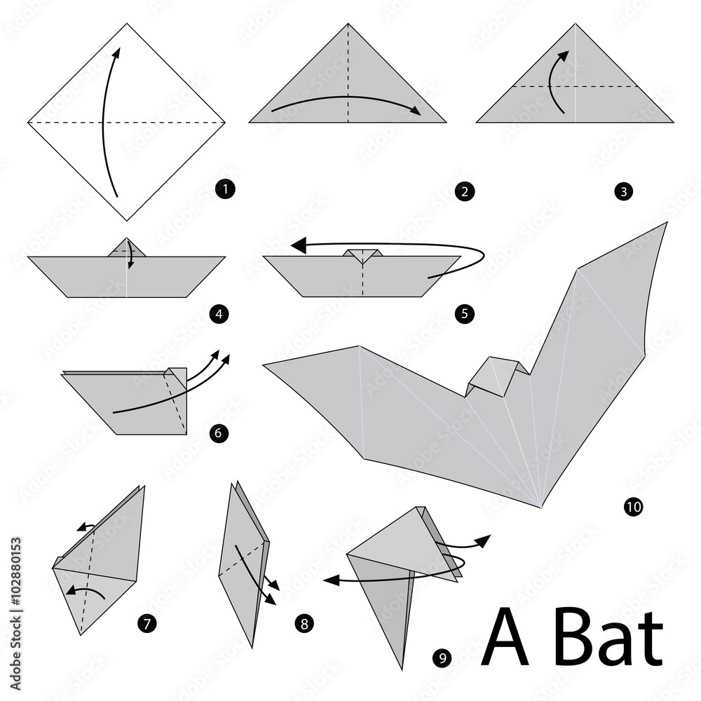 Step By Step Instructions How To Make Origami A Bat Stock Vector step-by-step-instructions-how-to-make-origami-a-bat-stock-vector