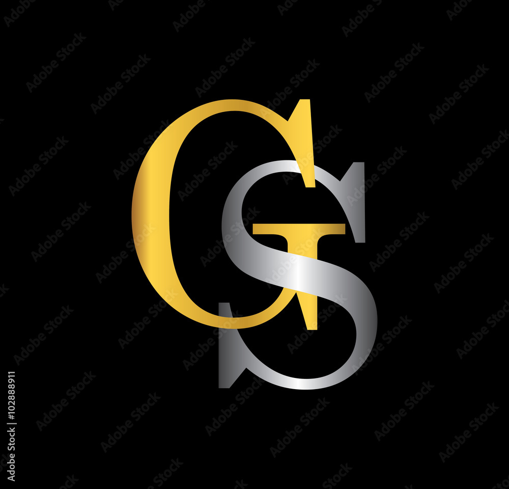 GS initial letter with gold and silver Stock Vector | Adobe Stock