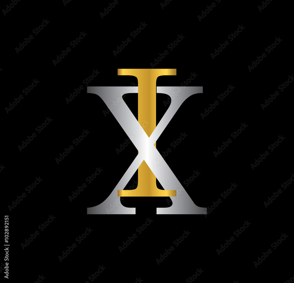 IX initial letter with gold and silver Stock Vector | Adobe Stock