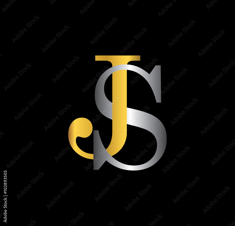 JS Initial Letter With Gold And Silver Stock Vector Adobe Stock