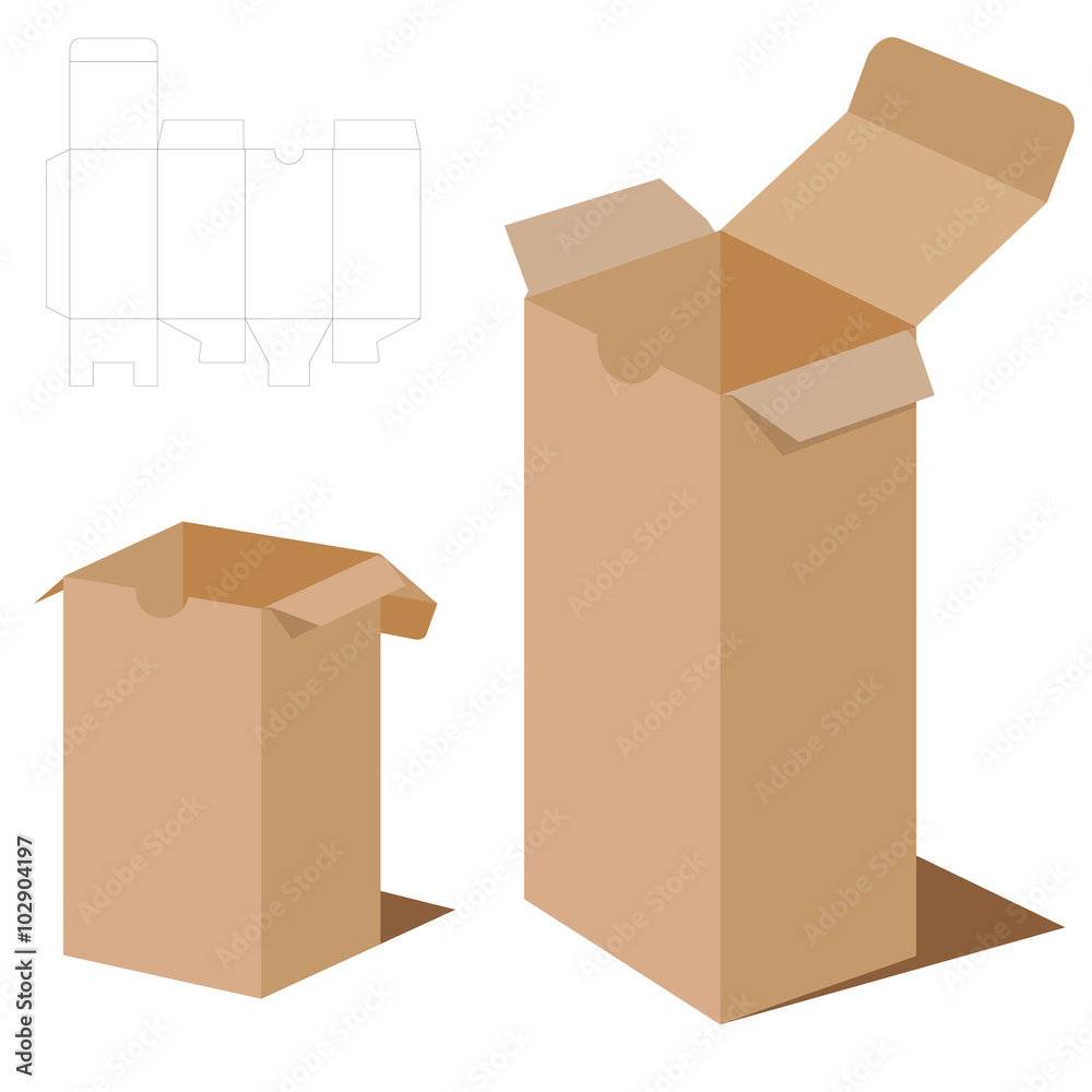 Box Packaging Design. Brown box packaging. Stock Vector | Adobe Stock