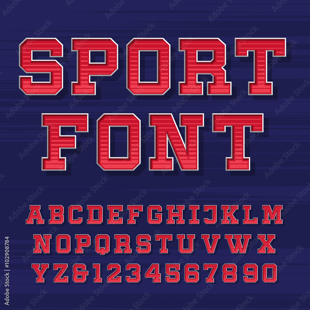 Sport alphabet vector font. Retro style typeface for labels, titles ...