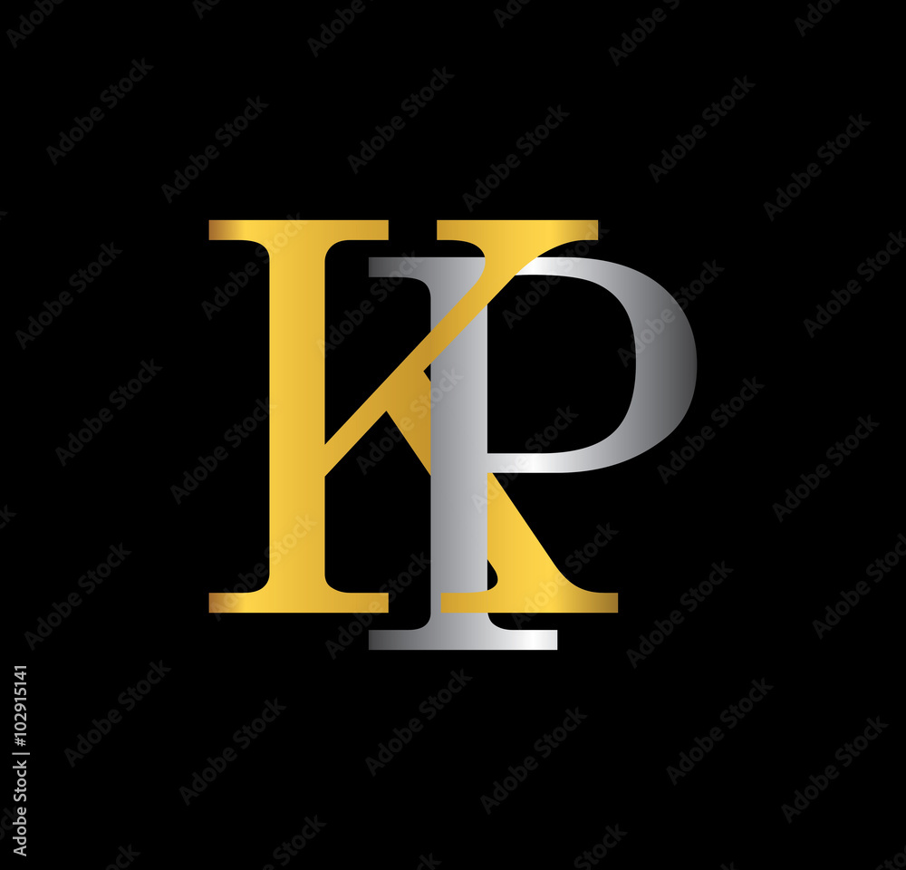 KP initial letter with gold and silver Stock Vector | Adobe Stock