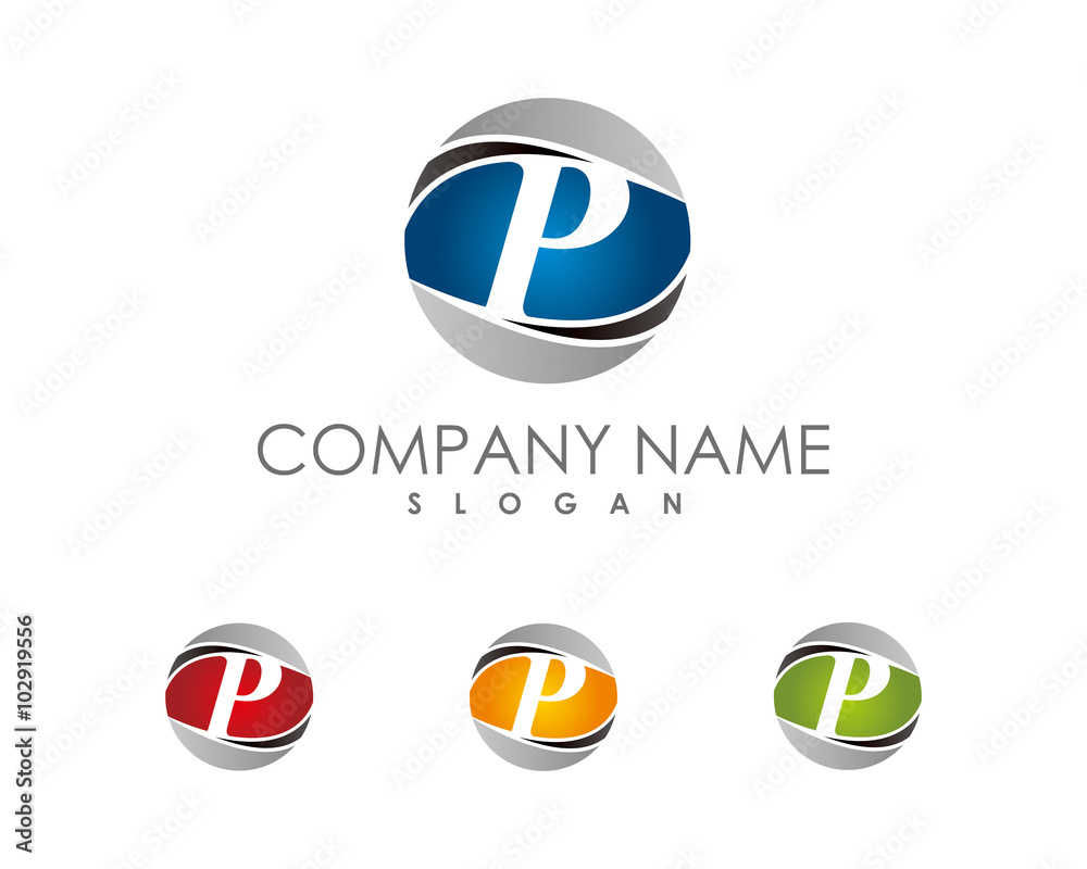 Negative space P Lettermark with circle Logo Icon 1 Stock Vector ...