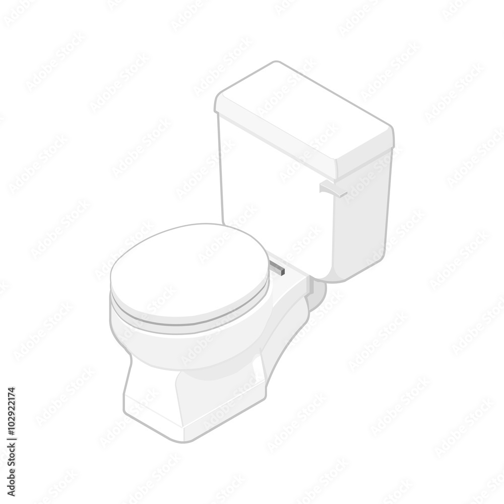 Isometric vector Illustration of a modern Toilet Icon. White lavatory ...