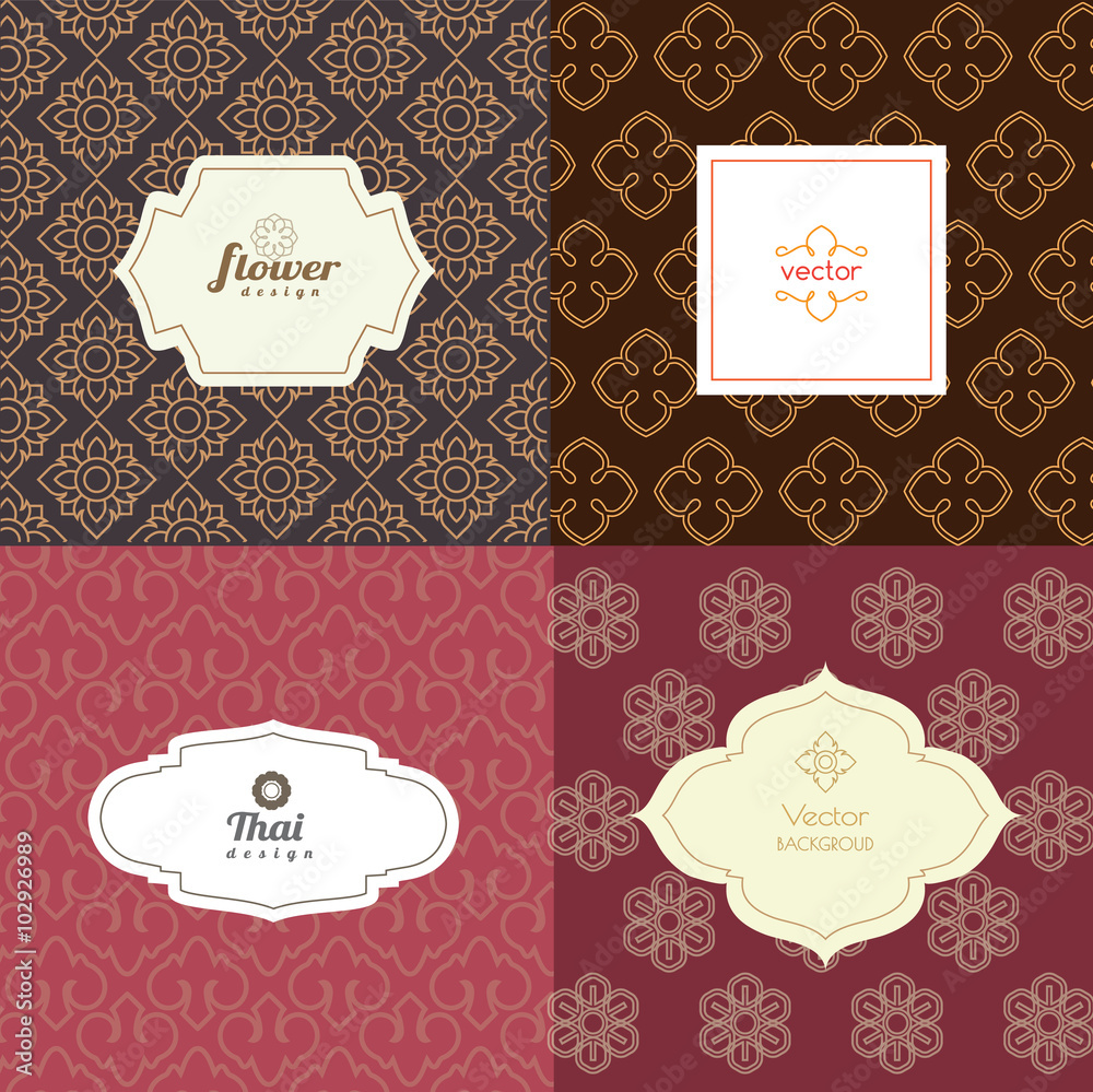 Vector mono line graphic design templates - labels and badges on ...