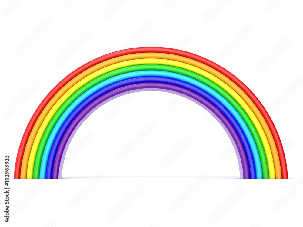 Rainbow. Side view. 3D render illustration isolated on white background ...