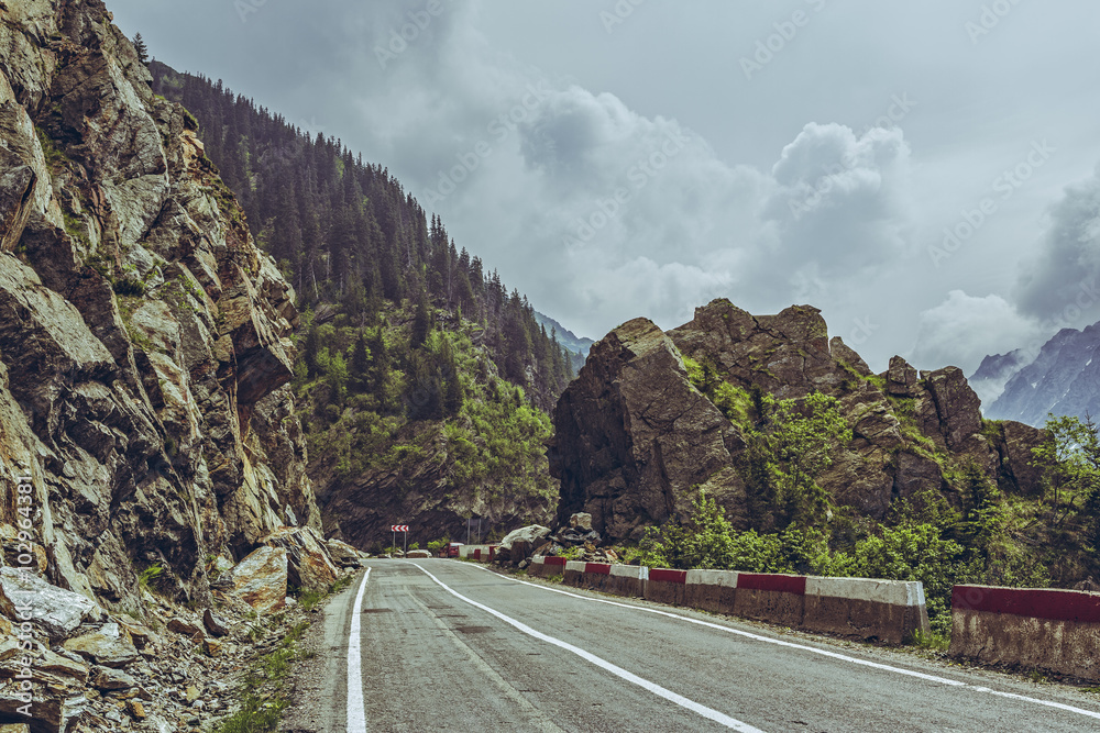 Spectacular view of the famous Transfagarasan road meandering through ...