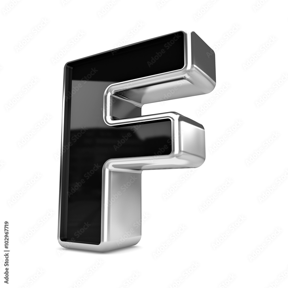 3d gold and black metal letter F isolated white background Stock ...