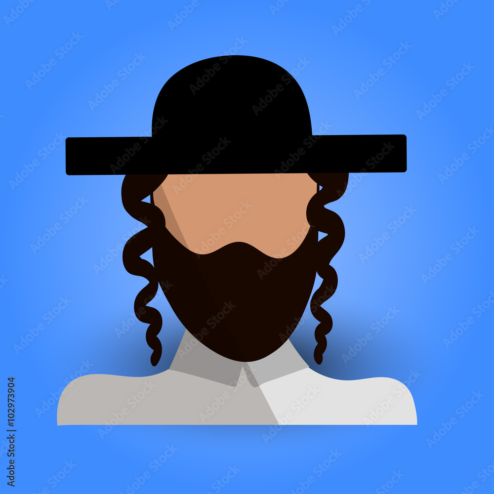 Cool and Artistic Avatar in Flat Design with a Jewish Brunette Man ...