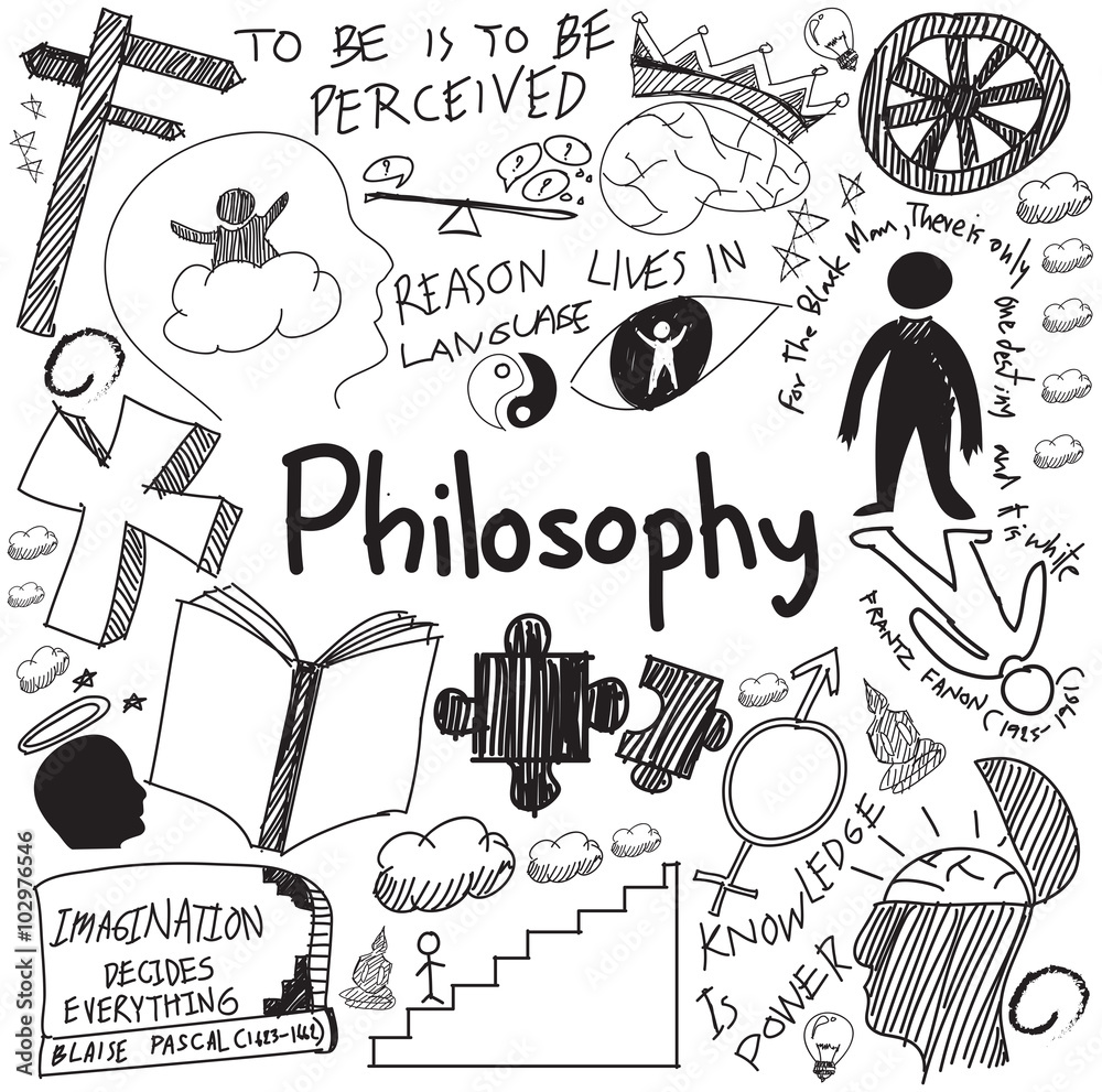 Vecteur Stock World philosophy and religion doctrine handwriting doodle sketch design subject ...