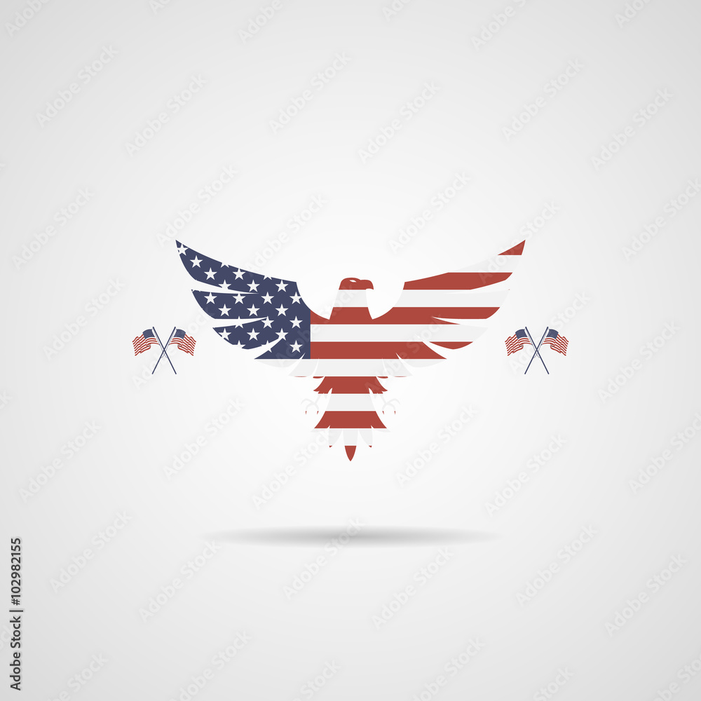 American Eagle sign with flags for background Stock Vector | Adobe Stock