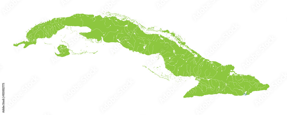 A large and detailed map of Cuba with all provinces, lakes and rivers ...