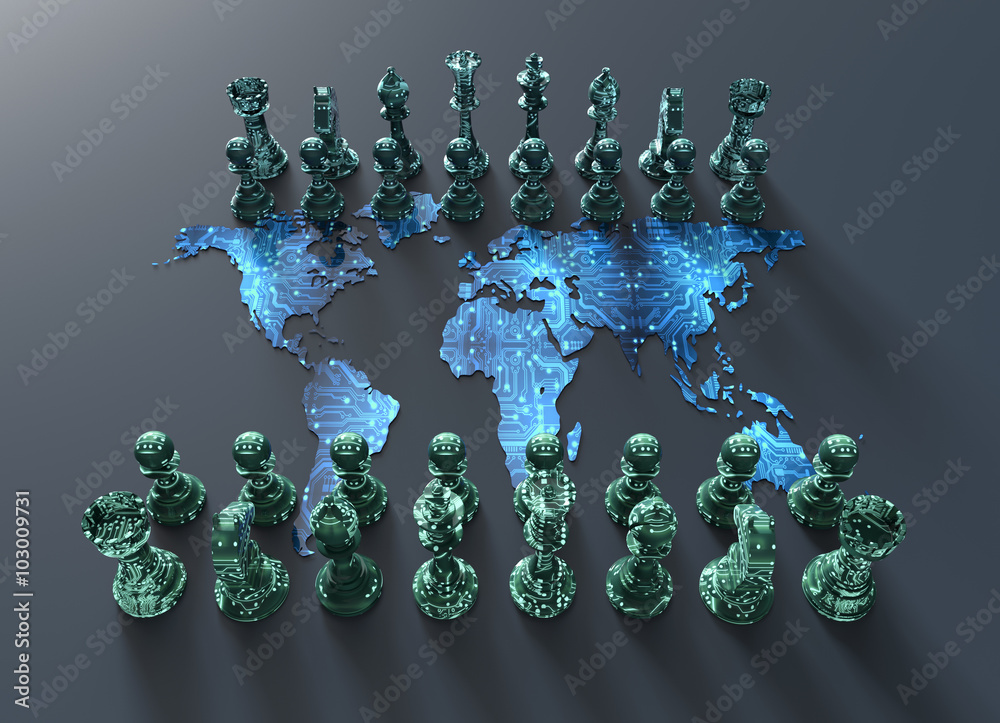 digital world map chess board with chess play Stock Illustration ...