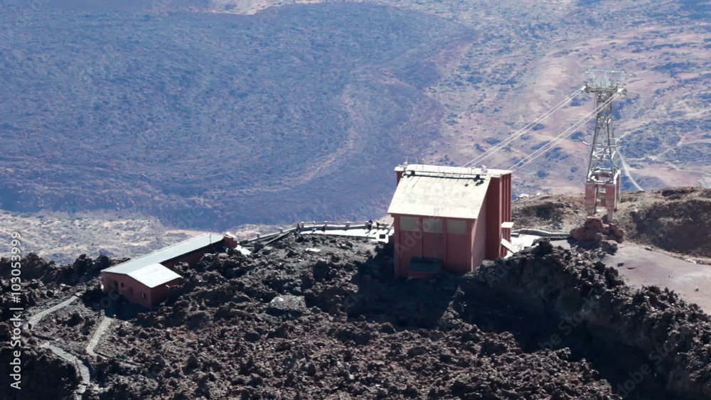 Building of upper station of Teleferico cable car and small house for ...