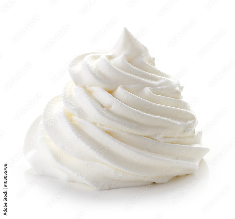 whipped cream on white background Stock Photo | Adobe Stock