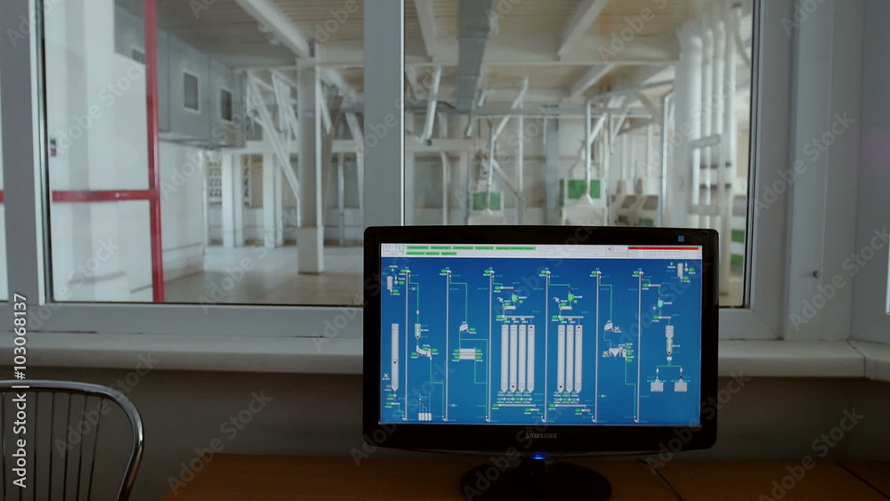 Operator console at the factory on processing grain. Stock Video ...