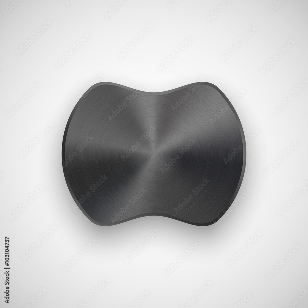 Black abstract geometric shape, ellipse, oval badge, blank button ...