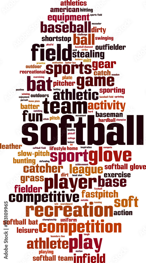 Softball word cloud concept. Vector illustration Stock Vector | Adobe Stock
