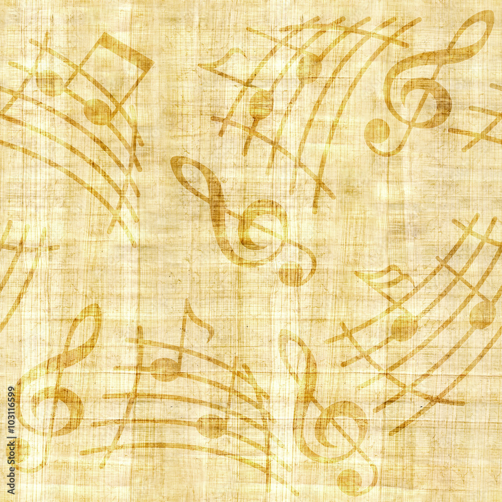 Abstract decorative music notes - papyrus texture - seamless background ...