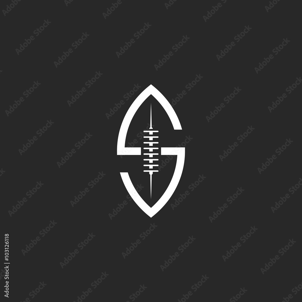 Football ball logo S letter, creative idea rugby sport team emblem ...