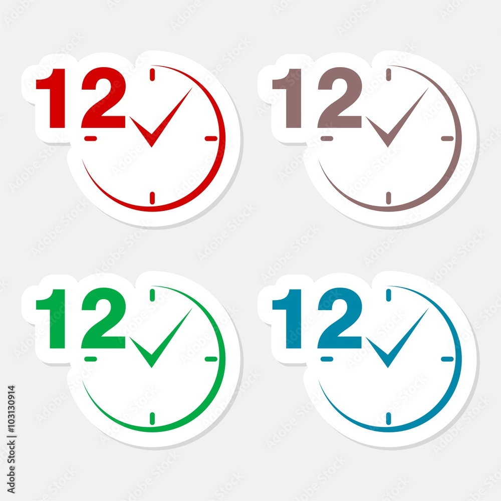 Vetor do Stock: 12 hours circular icons set | Adobe Stock