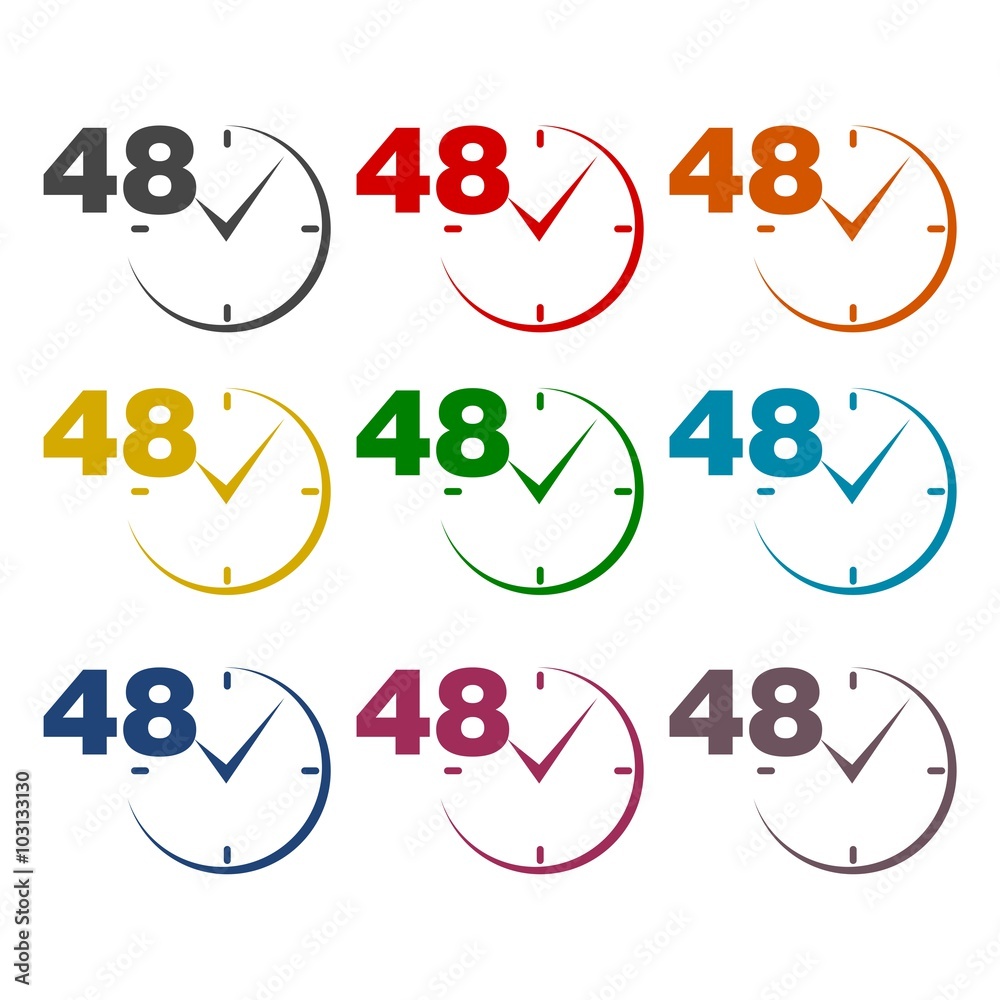 48 hours circular icons set Stock Vector | Adobe Stock