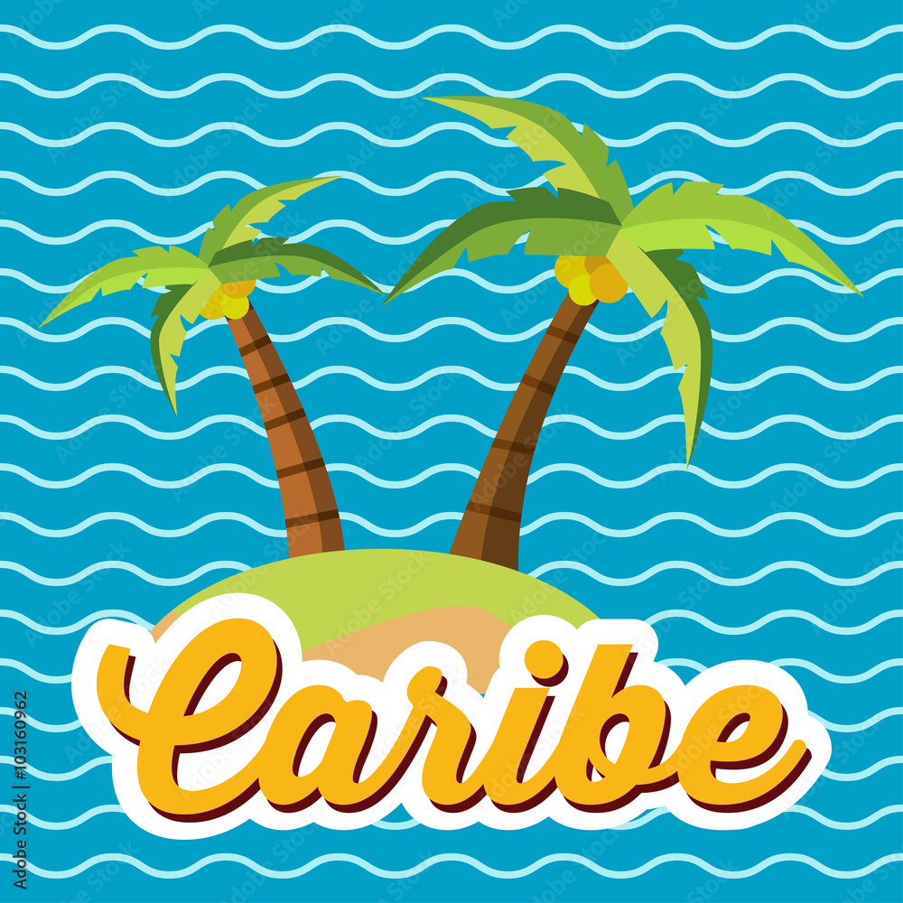 Icono plano Caribe en isla sobre fondo marino Stock Vector | Adobe Stock