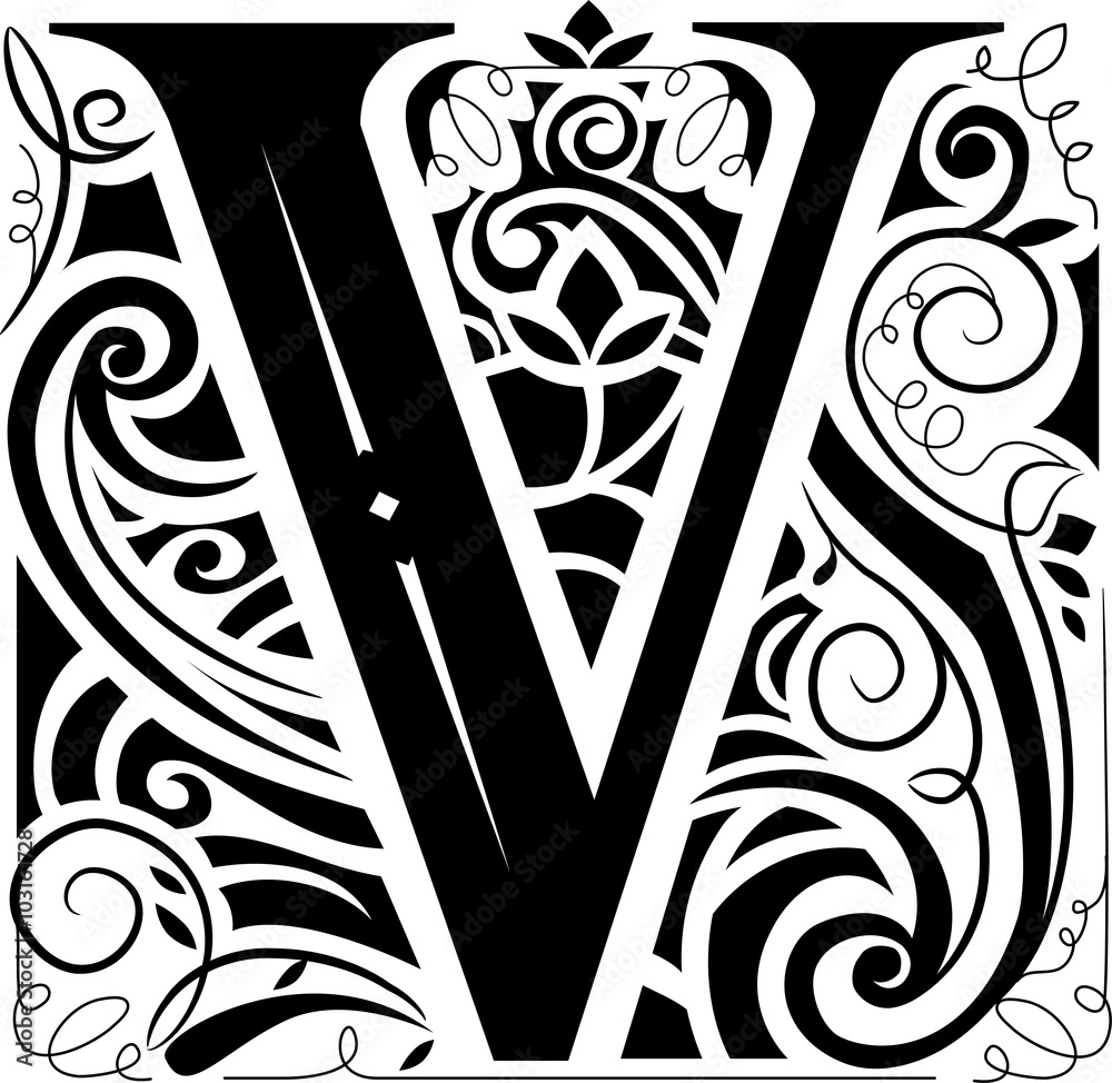 Vintage Monogram Letter V Stock Vector | Adobe Stock