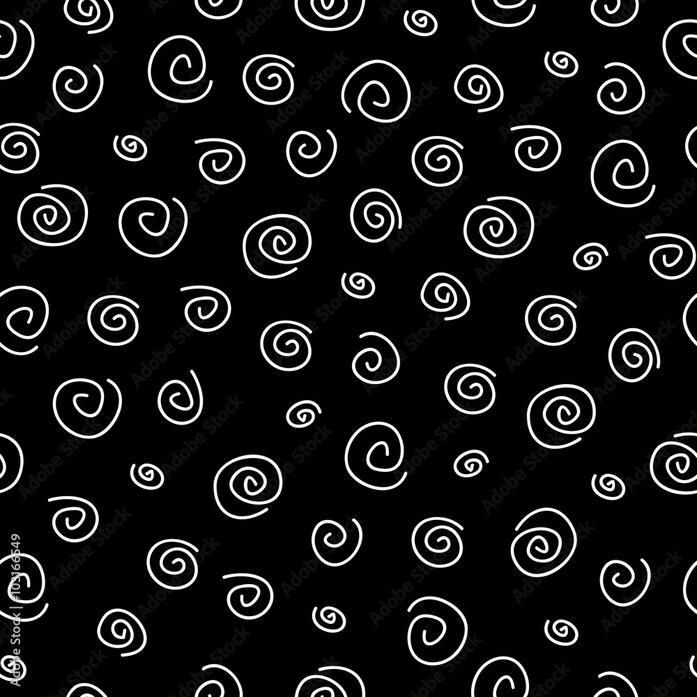 Seamless pattern of white spiral on black background. Stock Vector ...