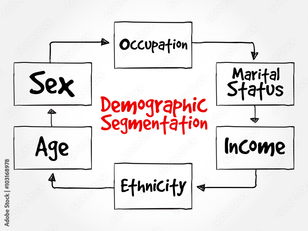 Demographic segmentation mind map flowchart social business concept for ...