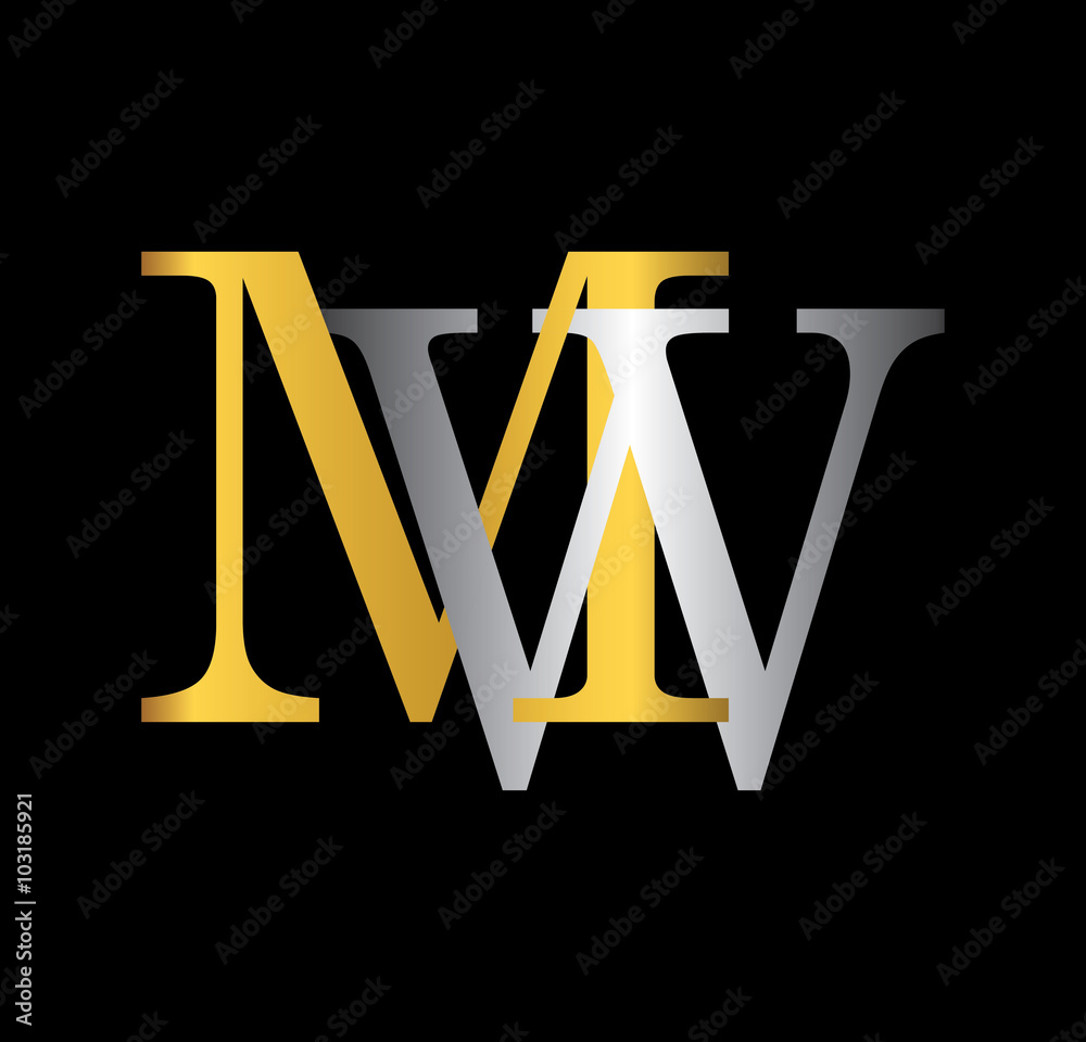MW initial letter with gold and silver Stock Vector | Adobe Stock