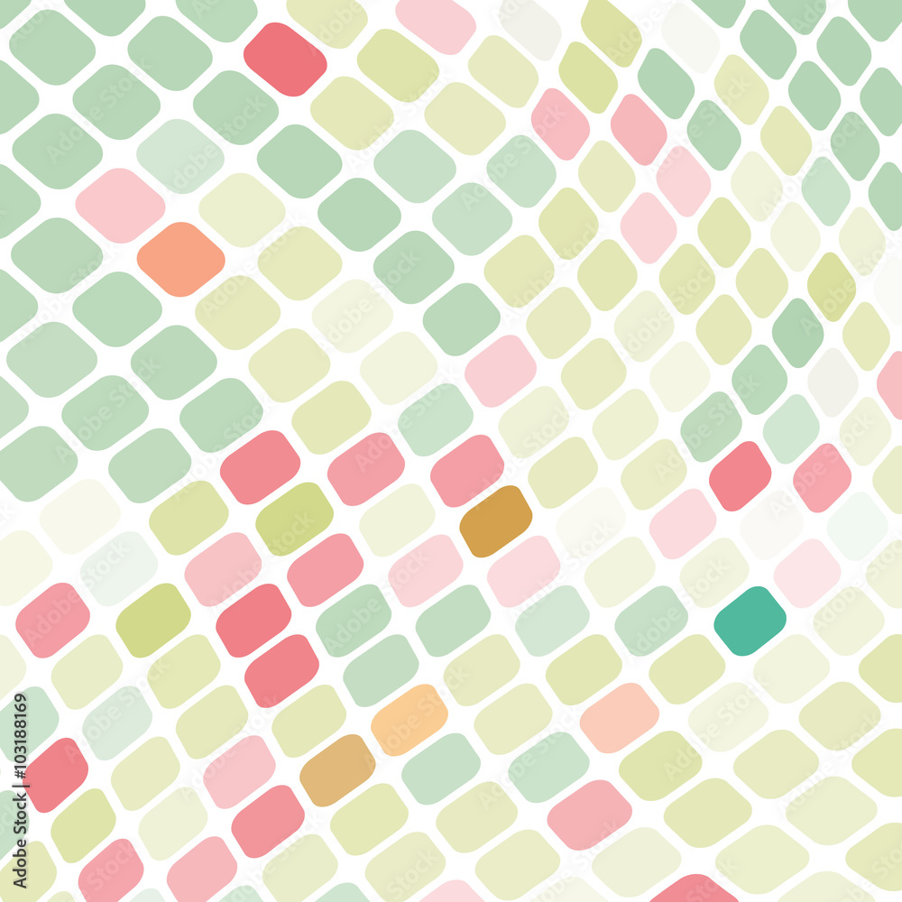 Mosaic background in fresh spring color palette. 3D design with warping ...